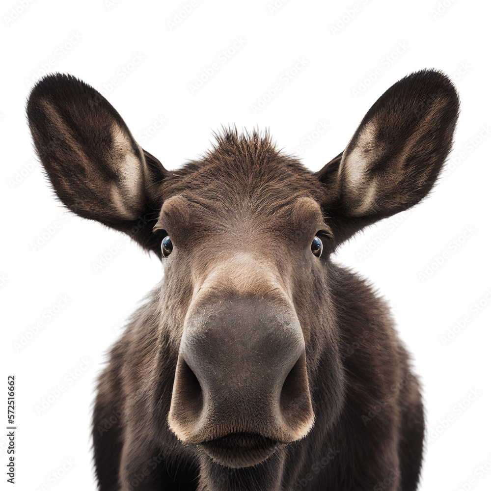 moose face shot isolated on transparent background cutout. generative ai Stock Illustration ...
