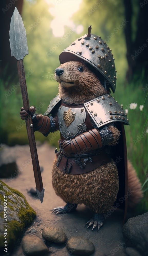 Cute Stylish and Cool Animal Beaver Knight of the Middle Ages: Armor ...
