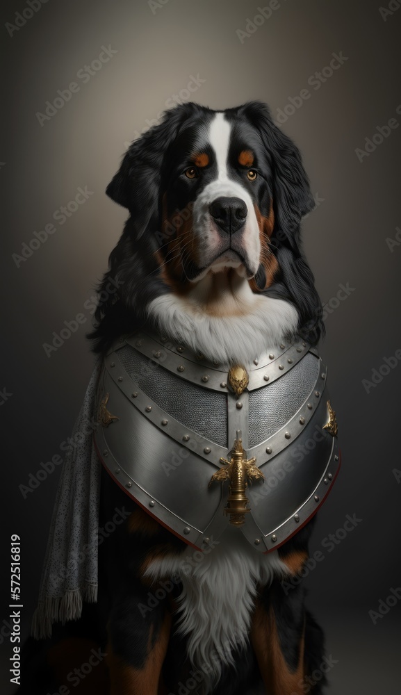 Cute Stylish and Cool Animal Bernese Mountain Dog Dog Knight of the ...