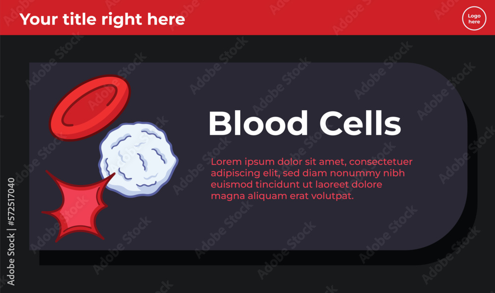 Vetor de Blood cells biology themed banner and poster design with dark ...