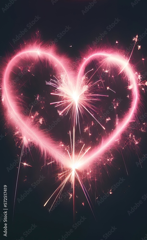 heart shaped fireworks made using Generative AI Technology. Stock ...