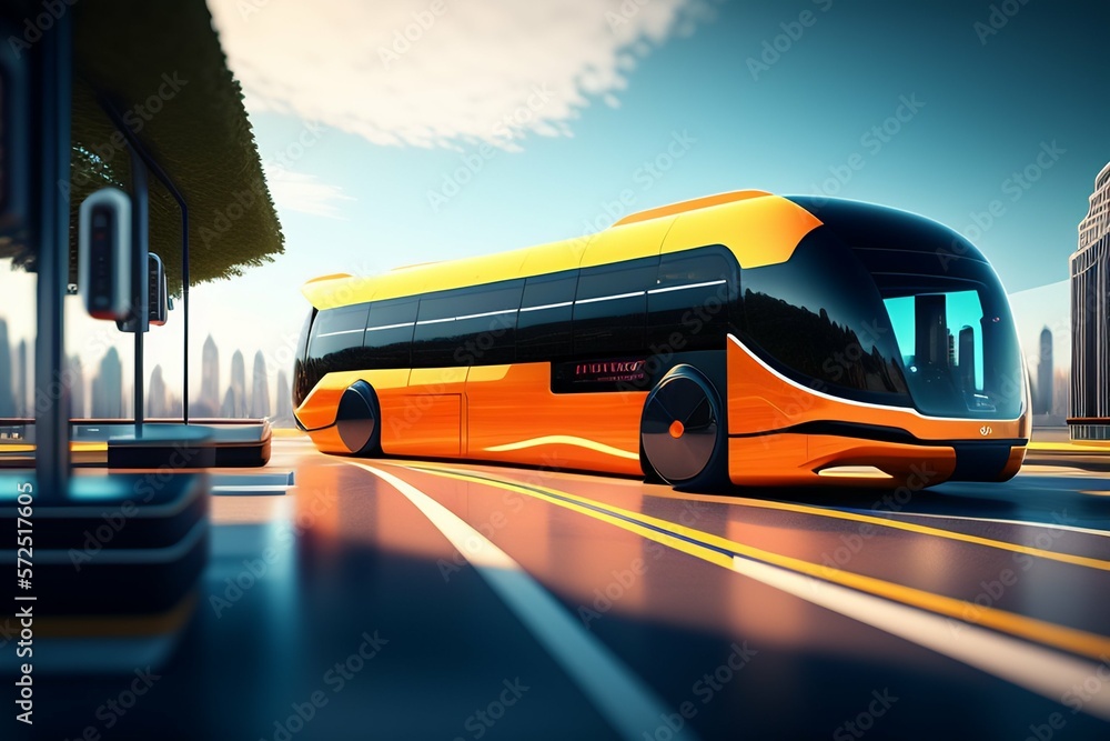 The future of transportation: sleek autonomous bus glides down the city ...