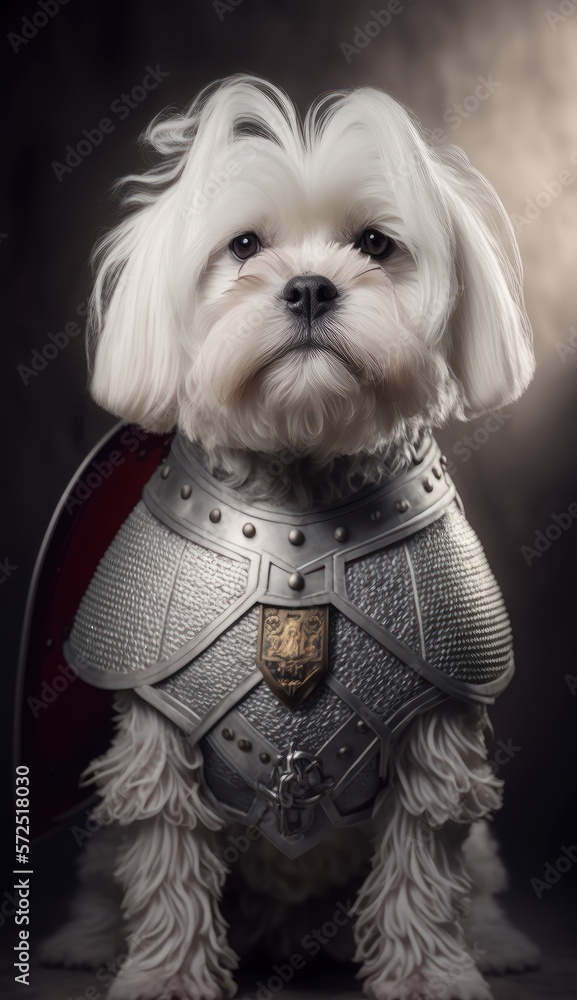 Cute Stylish and Cool Animal Maltese Dog Knight of the Middle Ages ...