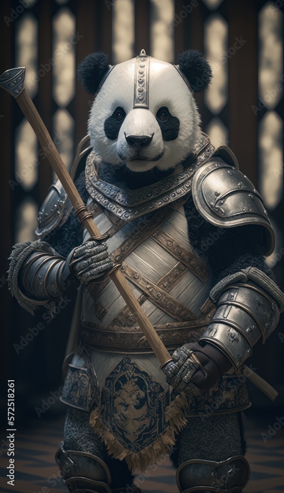 Cute Stylish and Cool Animal Panda Knight of the Middle Ages: Armor ...