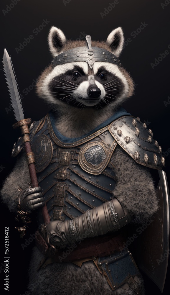 Cute Stylish and Cool Animal Raccoon Knight of the Middle Ages: Armor ...