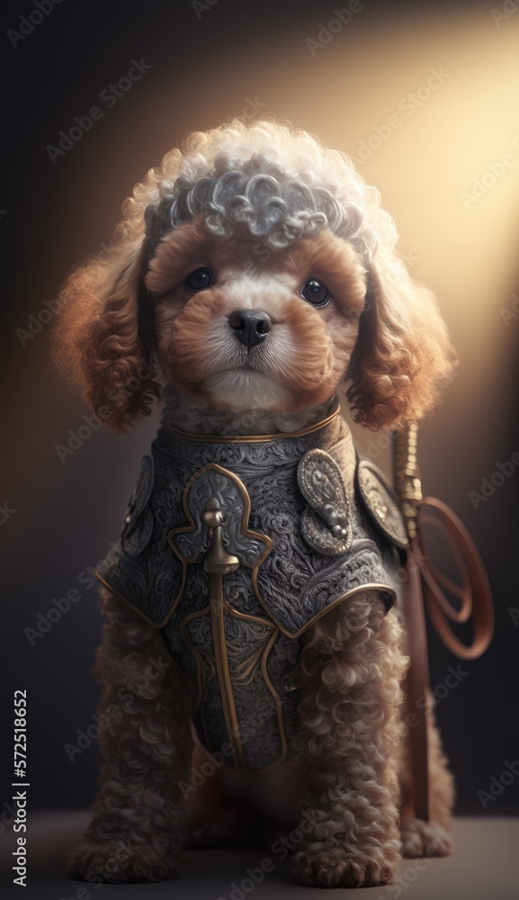 Cute Stylish and Cool Animal Poodle Dog Knight of the Middle Ages ...