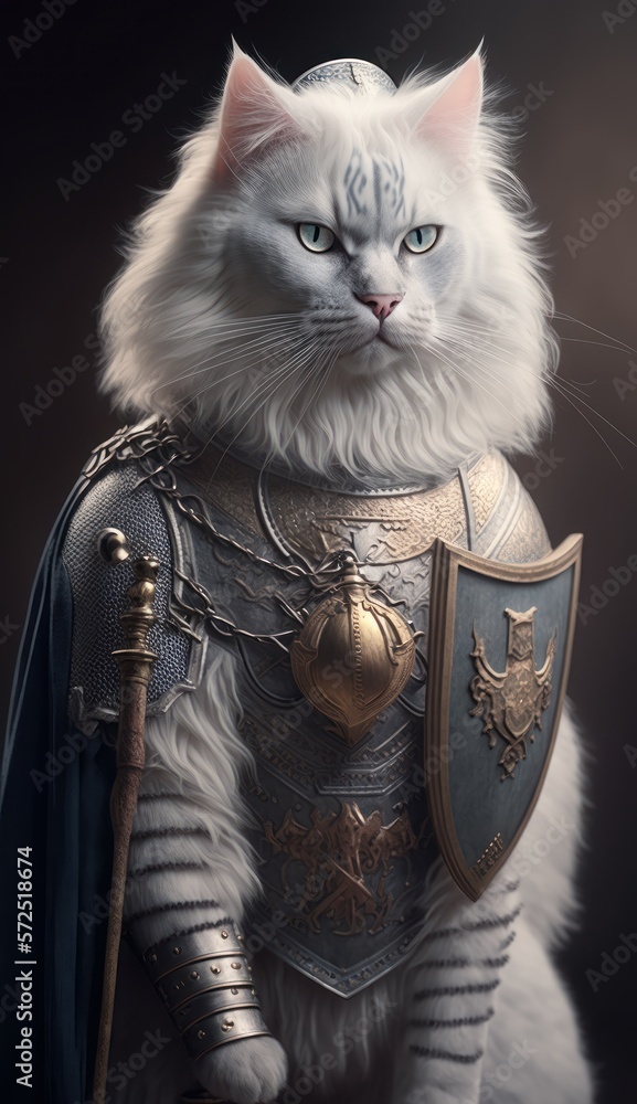 Cute Stylish and Cool Animal Turkish Angora Cat Knight of the Middle ...