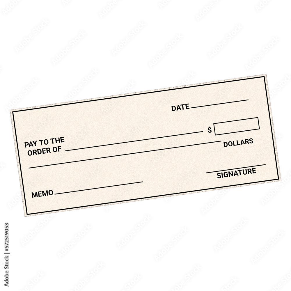 Realistic blank bank cheque. Blank bank note. PNG image. Stock ...