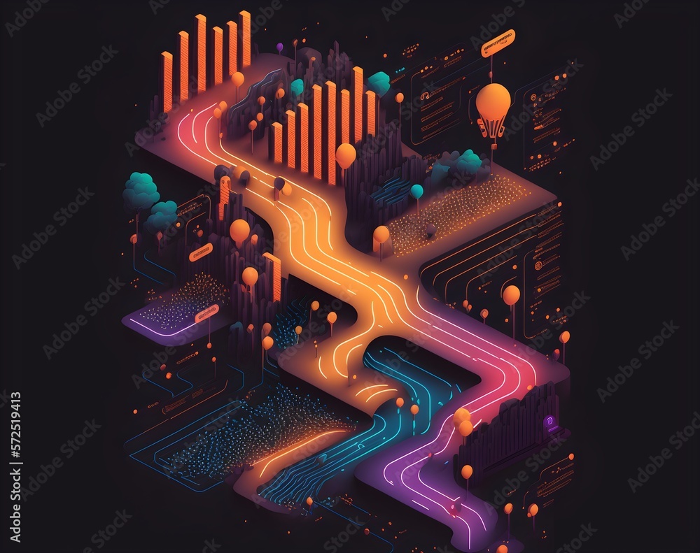 Data Visualization of a roadmap ilustração do Stock | Adobe Stock