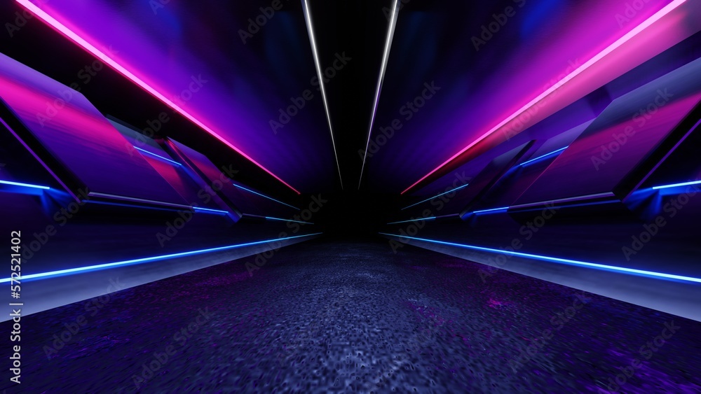 3d technology abstract neon light background, empty space scene ...