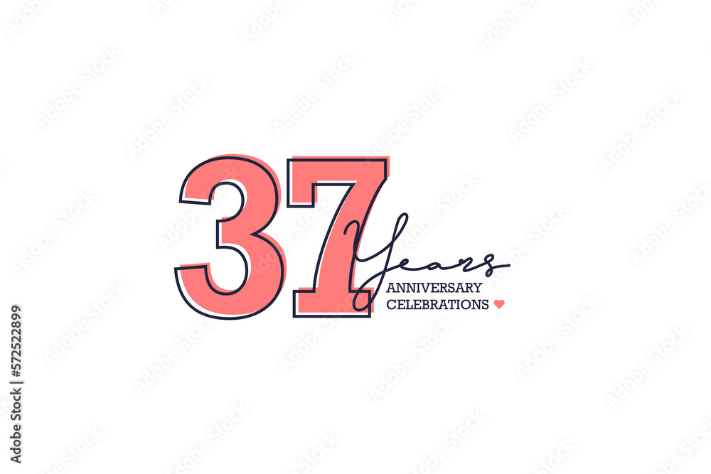 37 year anniversary. Anniversary template design concept with golden ...