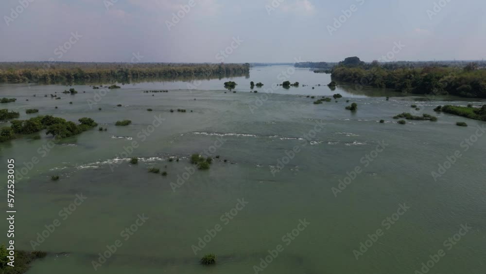 Drone footage above Srepok river in Stung Treng province, amazing wild ...