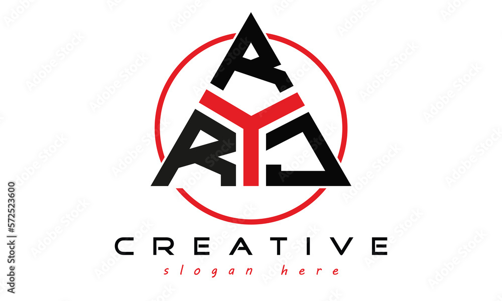 RRJ three letter creative triangle shape in circle logo design vector ...