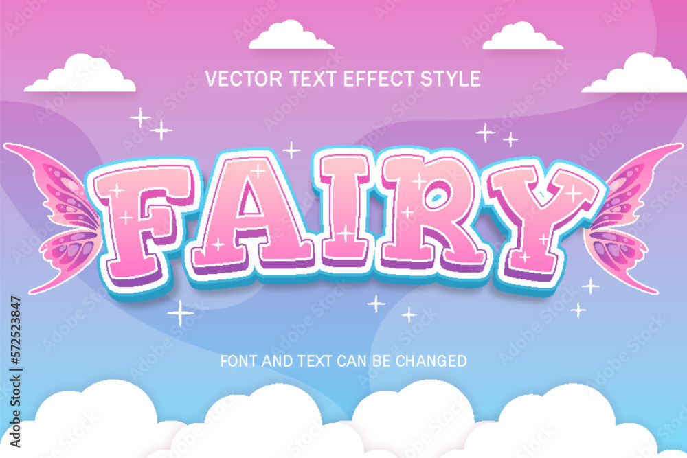 fairy sparkling fantasy 3d editable text effect font style template ...