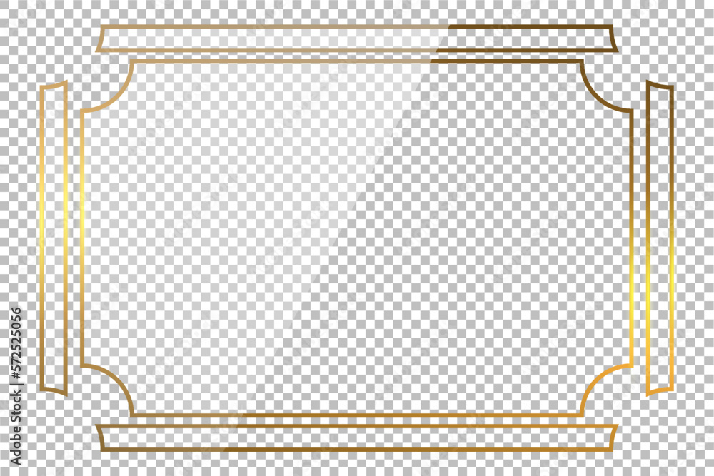 Luxury gold border isolated on transparent background. Glowing gradient ...