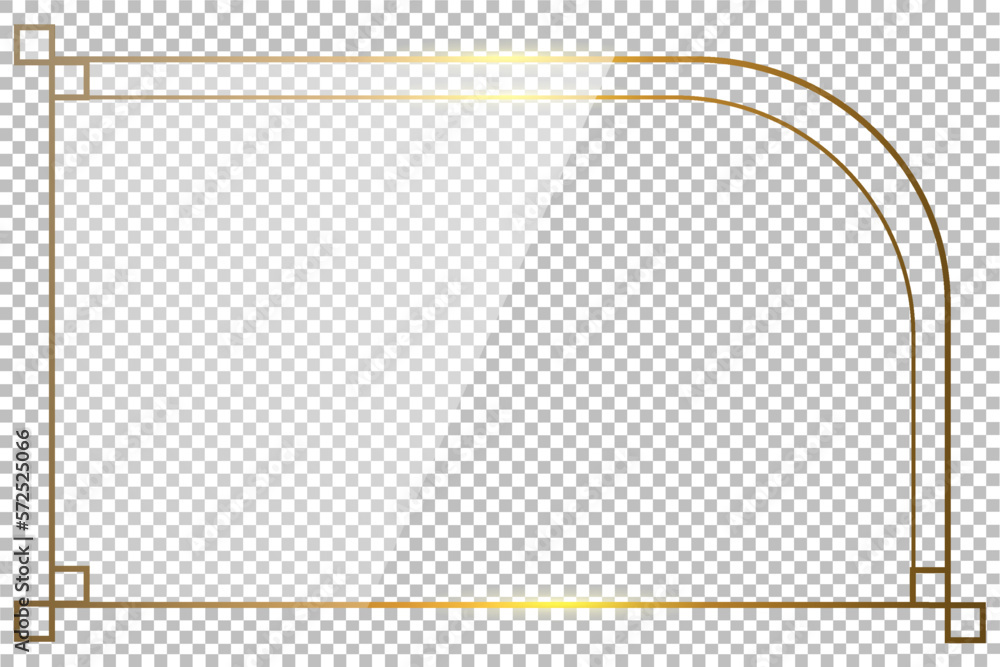 Luxury gold border isolated on transparent background. Glowing gradient ...