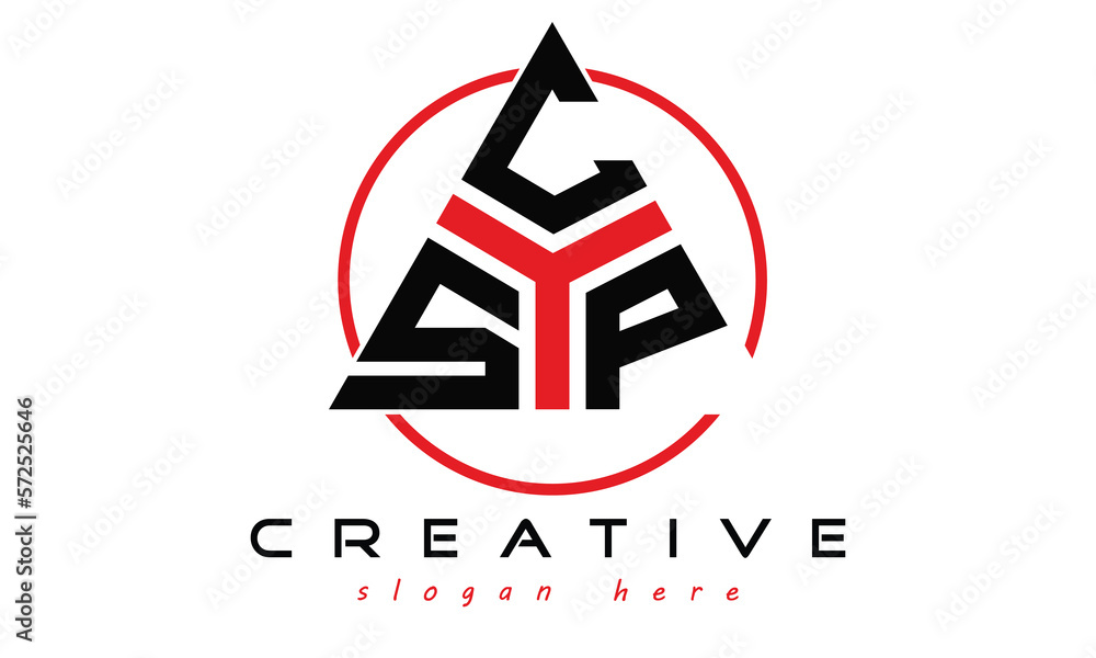 Vetor do Stock: SCP three letter creative triangle shape in circle logo ...