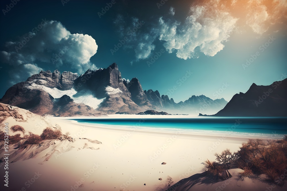 Island illustration with cartoon sea background ready for animation ...