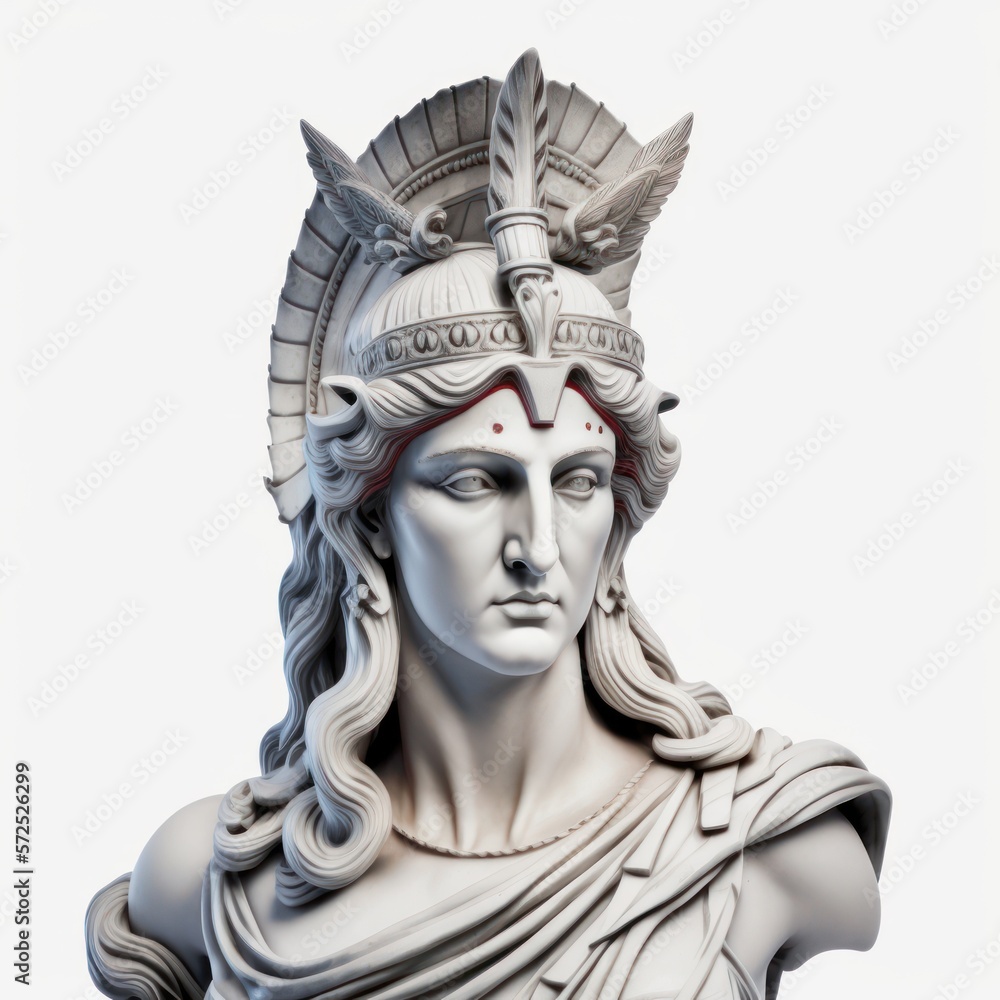 Sculpture of Athena Greek mythological goddess of battle strategy, and ...