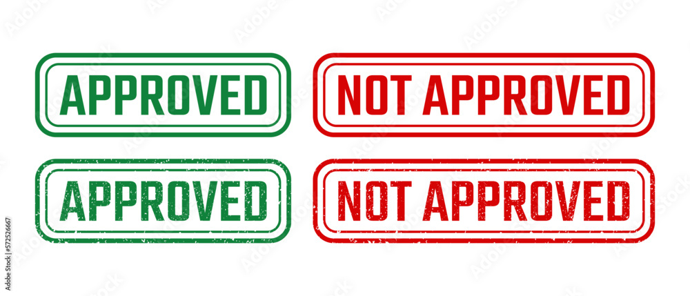 Approved and not approved stamp sign with grunge texture vector on ...