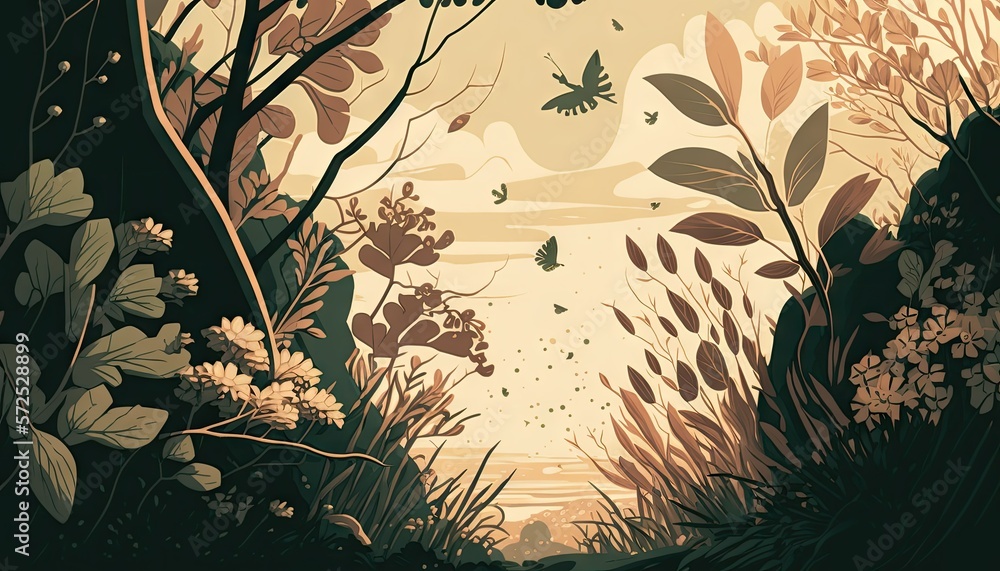 Designer Background with Nature-inspired designs and Mild color palette ...