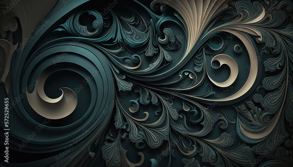 Designer Background with Swirl designs and Dark color palette with ...
