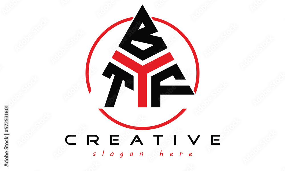 TBF three letter creative triangle shape in circle logo design vector ...