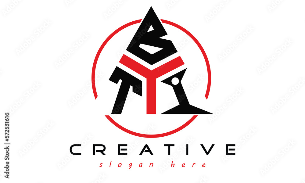 TBI three letter creative triangle shape in circle logo design vector ...