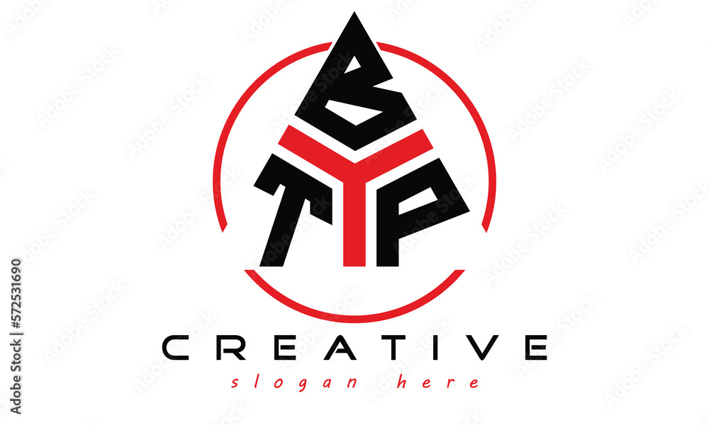 TBP three letter creative triangle shape in circle logo design vector ...
