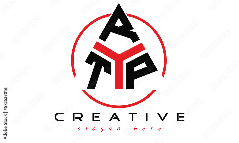 TRP three letter creative triangle shape in circle logo design vector ...
