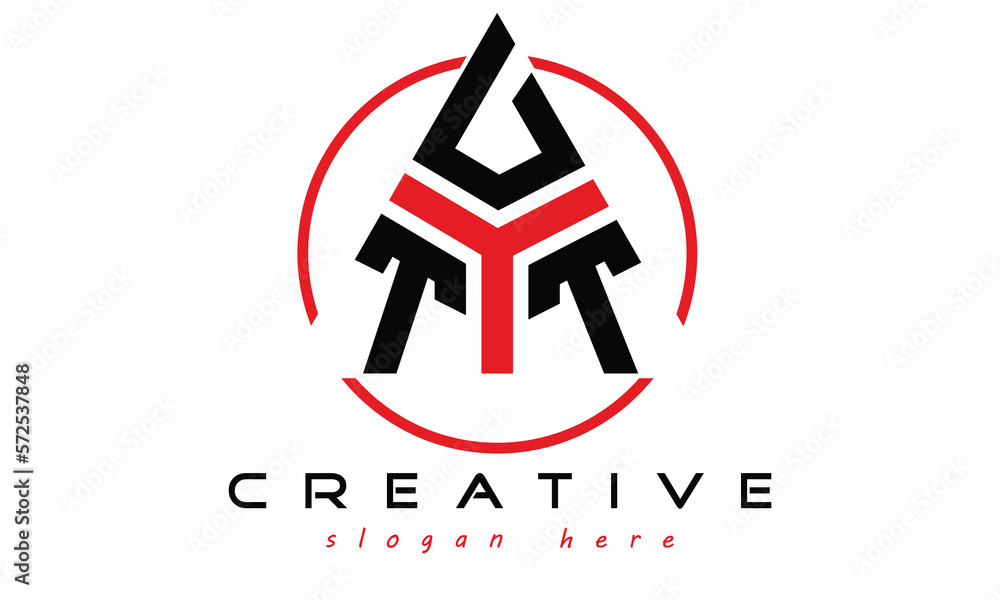 TUT three letter creative triangle shape in circle logo design vector ...