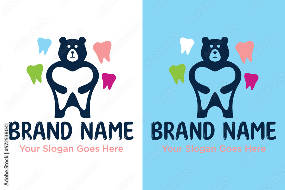 Bear Teeth Logo Negative Space Vector illustration logo design Stock ...