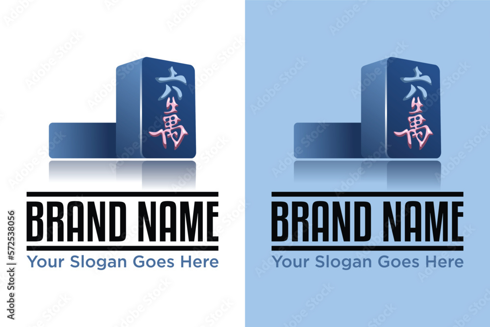 simple tiles of mahjong 3d illustration logo design Stock Vector ...