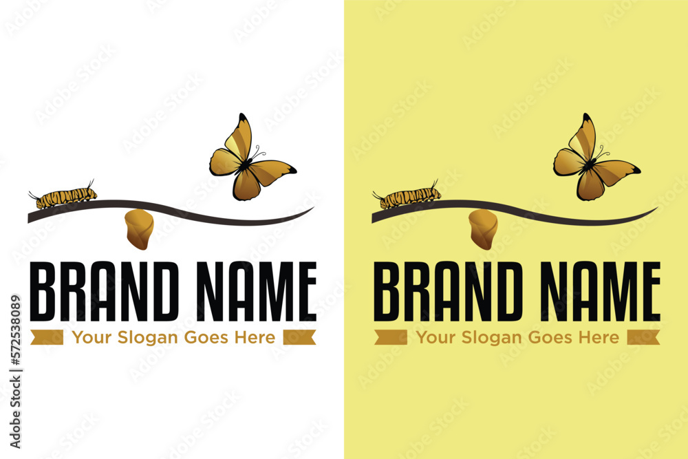 Butterfly metamorphosis stages illustration logo design Stock Vector ...