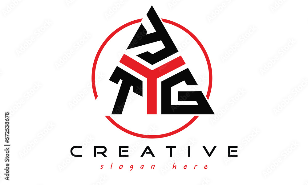 TYG three letter creative triangle shape in circle logo design vector ...