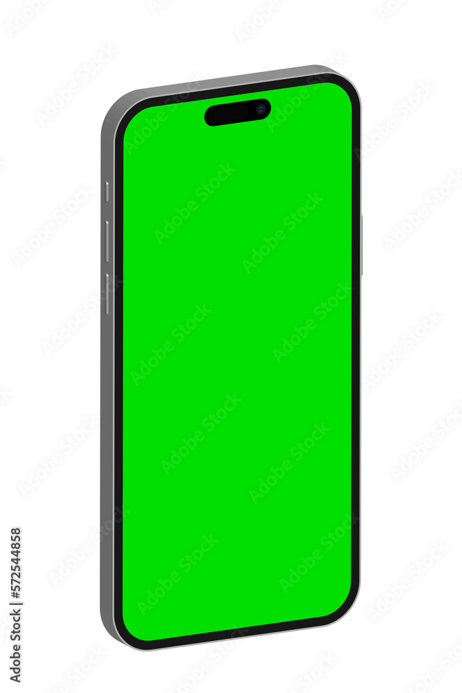 Mock up iphone 14 pro 3d isometric green screen background, Vector ...