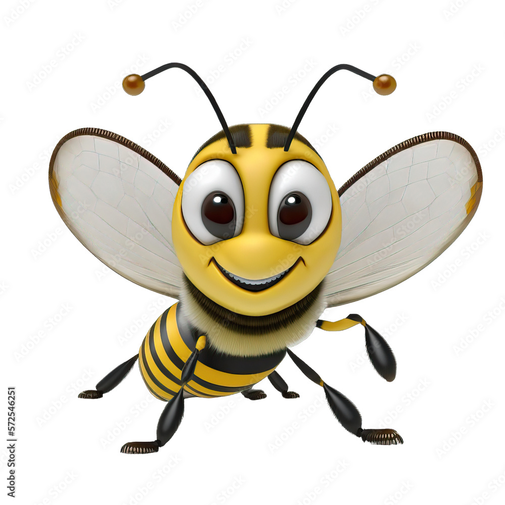 Bee cartoon insect, bug character 3D (Ai generated) Stock Illustration ...