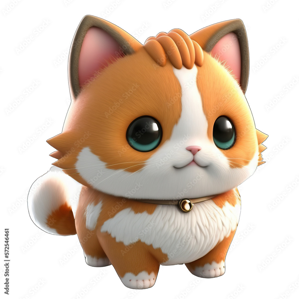 Cat kitten, cute cartoon pet 3D (Ai generated) Stock Illustration ...