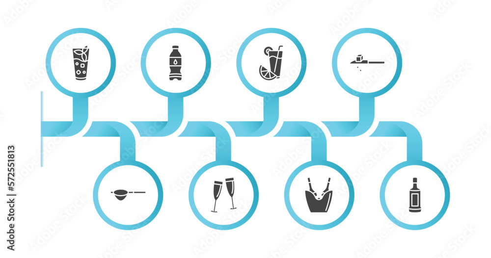 editable filled icons with infographic template. infographic for drinks ...