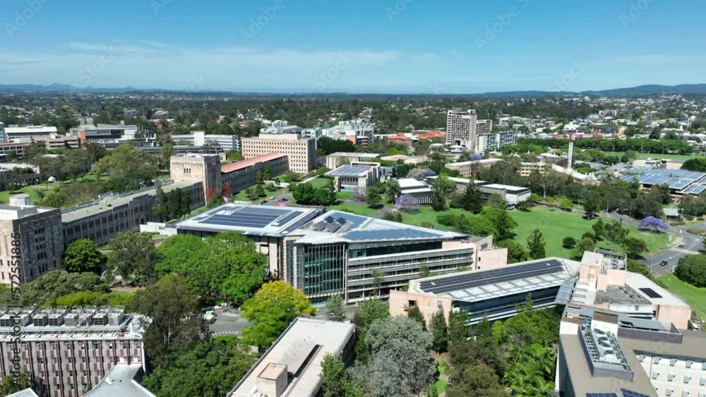 Drone shot of University of Queensland UQ St Lucia, drone orbiting UQ's ...