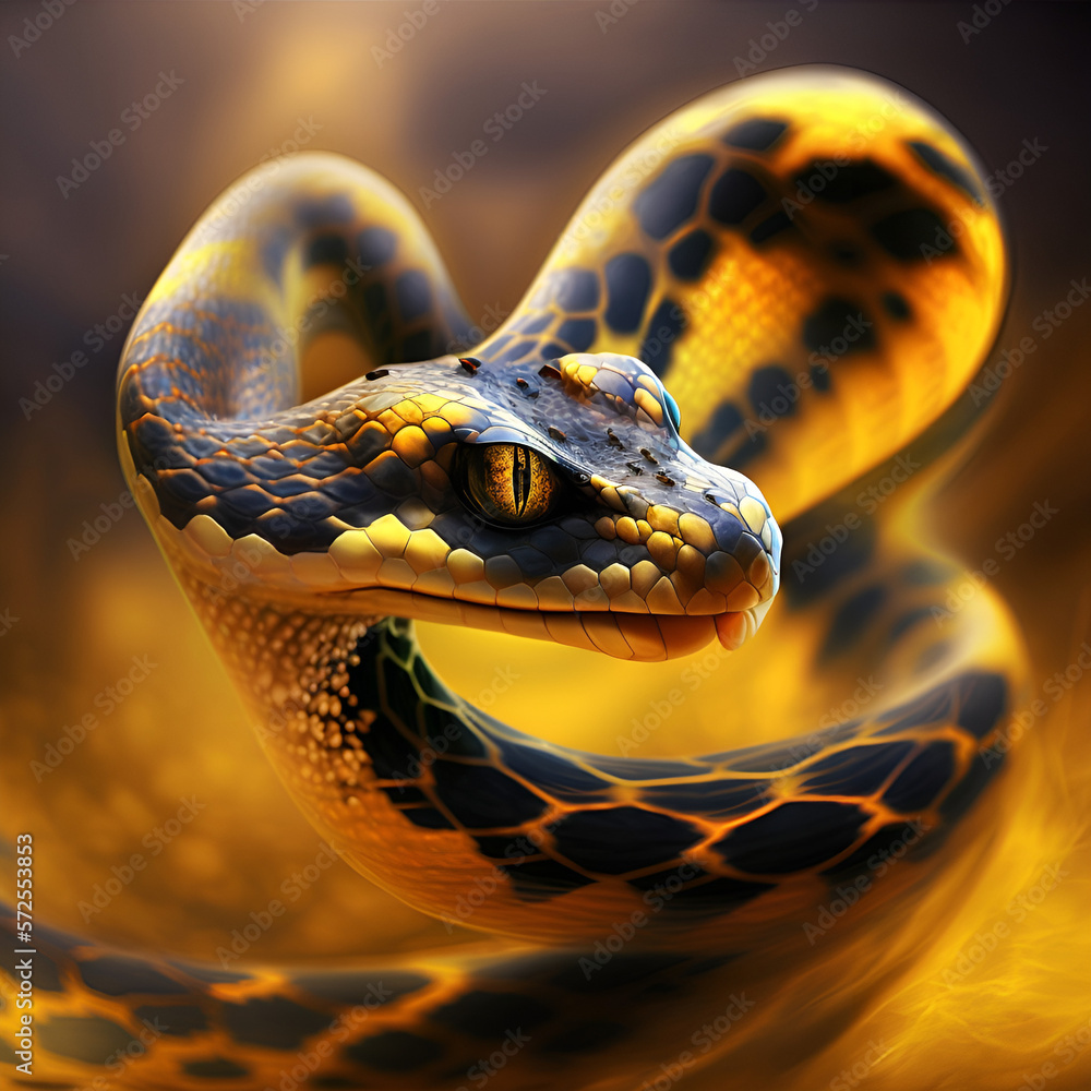 snake avatar with yellow wave wrapped around yellow focus on snake ...