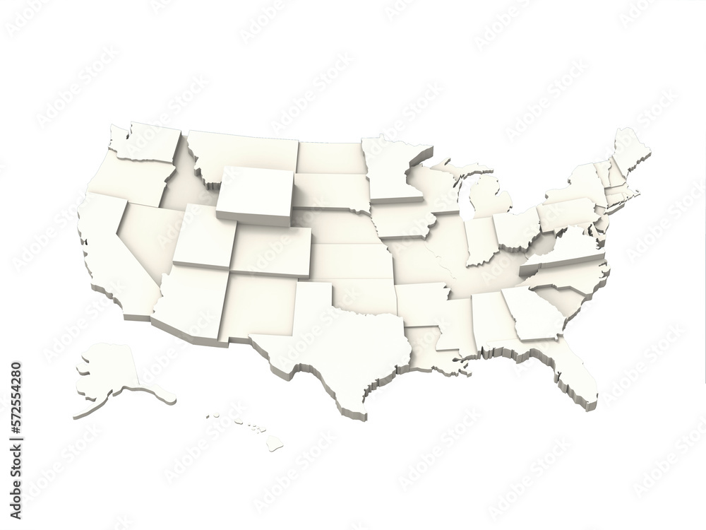 3D Map of United state of america. PNG transparency Stock Illustration ...