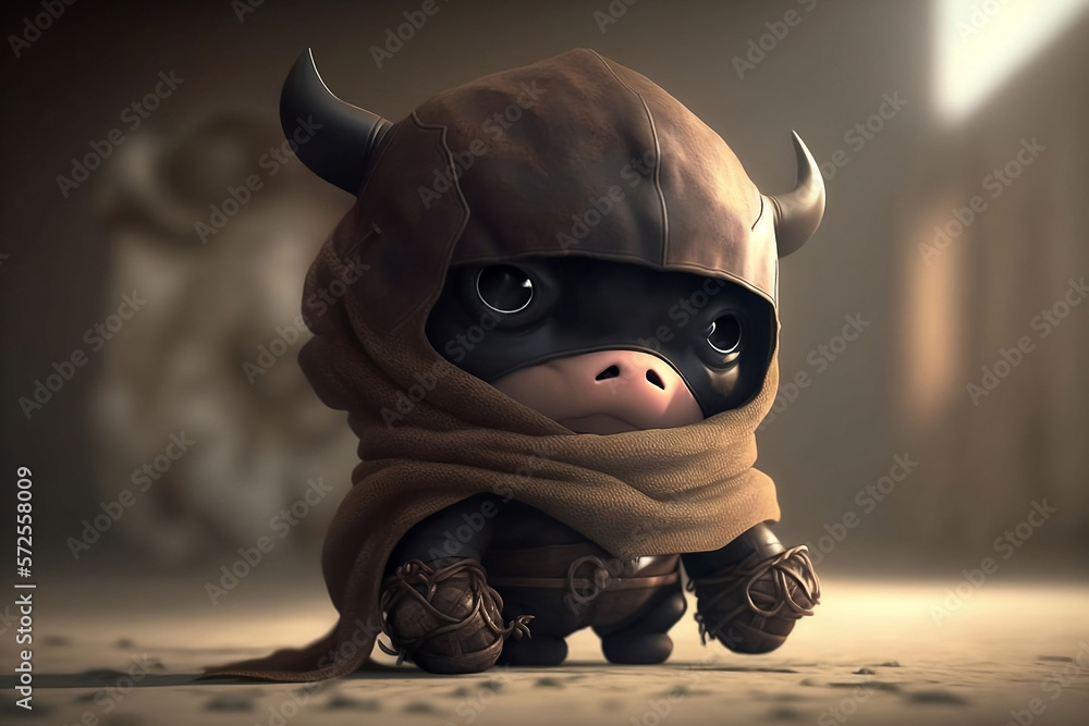 Child-Friendly Cartoon-Animated Fantasy Baby Bull Rendered through AI ...