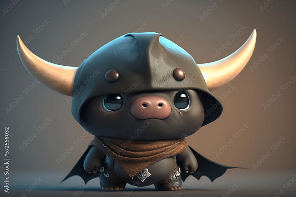 Child-Friendly Cartoon-Animated Fantasy Baby Bull Rendered through AI ...