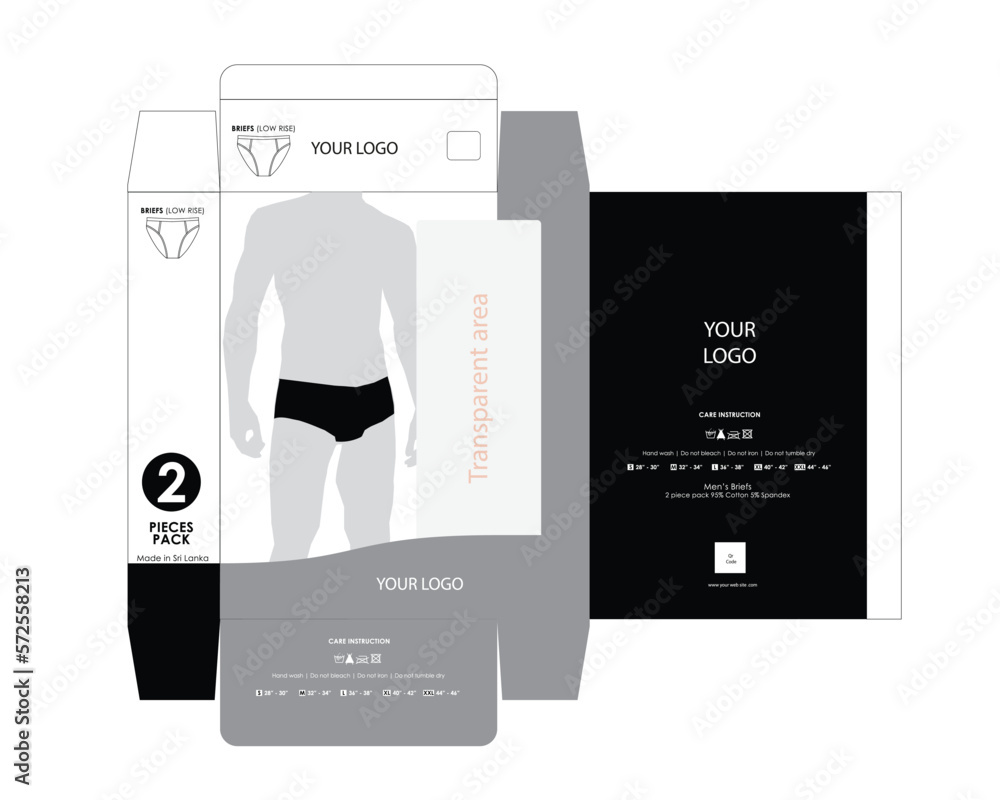 men's underwear box design and brief underwear packaging mockup Stock ...