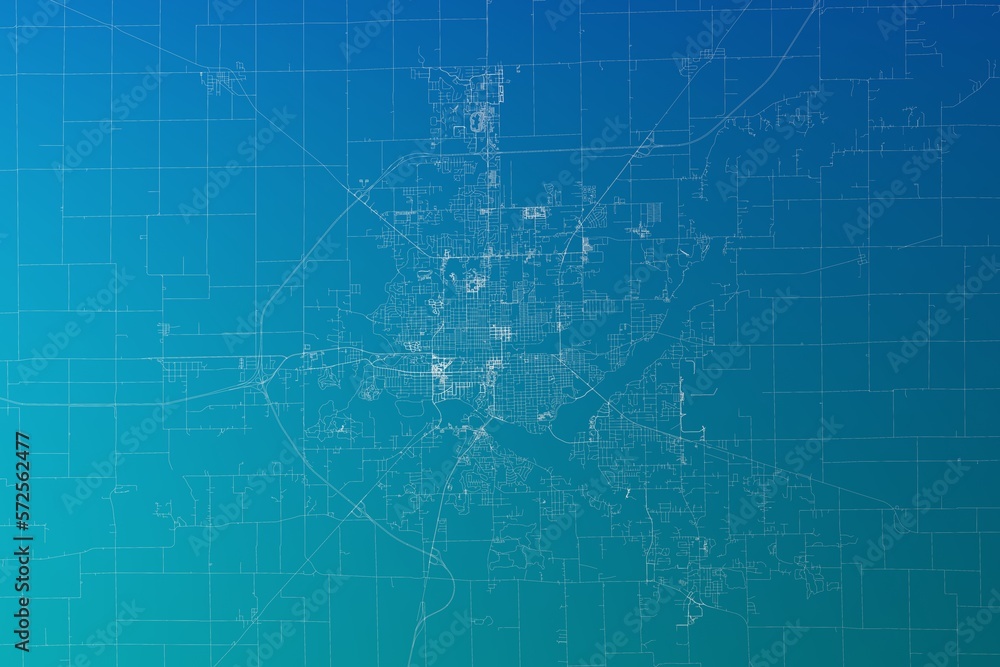 Map of the streets of Decatur (Illinois, USA) made with white lines on ...