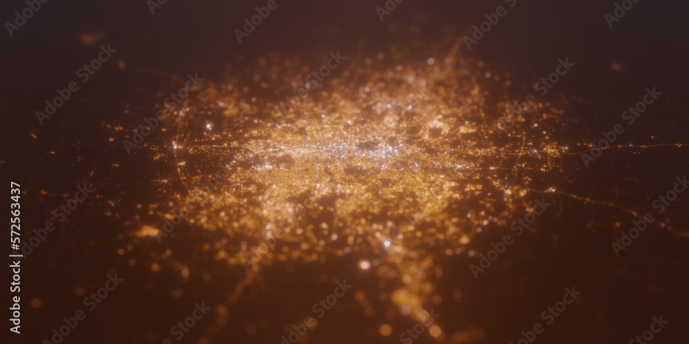 Street lights map of Hyderabad (India) with tilt-shift effect, view ...