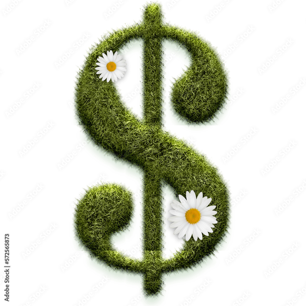 Spring Grass Flower currency symbol with realistic grass texture and ...