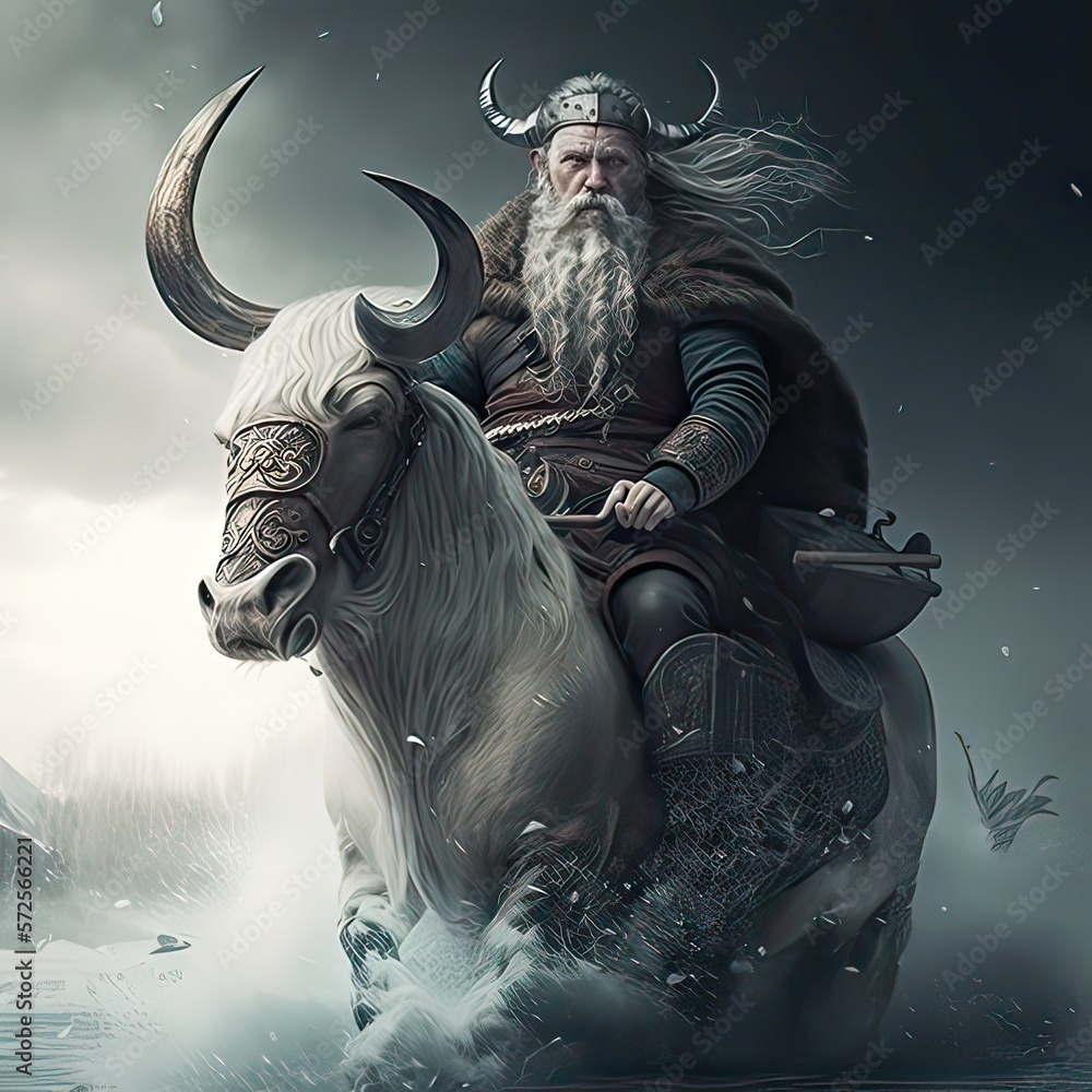 Viking warrior riding a horse. People of the North, armor, berserk ...