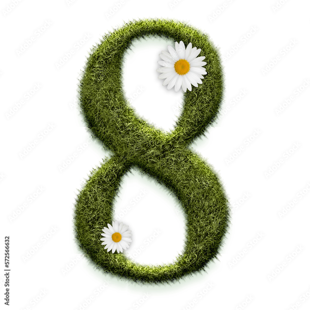 Spring Grass Flower numbers and symbols with realistic grass texture ...